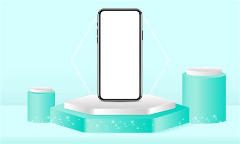 전면 보기 장치 Ui Ux 모형 빈 화면 프레임 덜 스마트 폰 시각적 응용 프로그램 데모에 대한 벡터 일러스트와 현실적인 스마트 폰 모형 3d 연단 고립 된 투명 배경 3