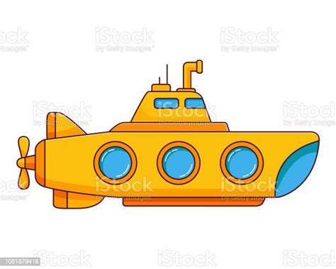 노란 한 잠수함 바다 모험 여행입니다 수 중 배입니다 플랫 라인 아트 벡터입니다 창 고 잠 망 경입니다 잠수함에 대한 스톡 벡터 아트 및 기타 이미지 Istock