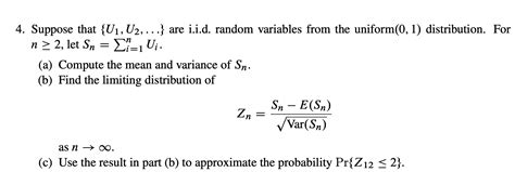Solved 4 Suppose That U1 U2 Are Iid Random