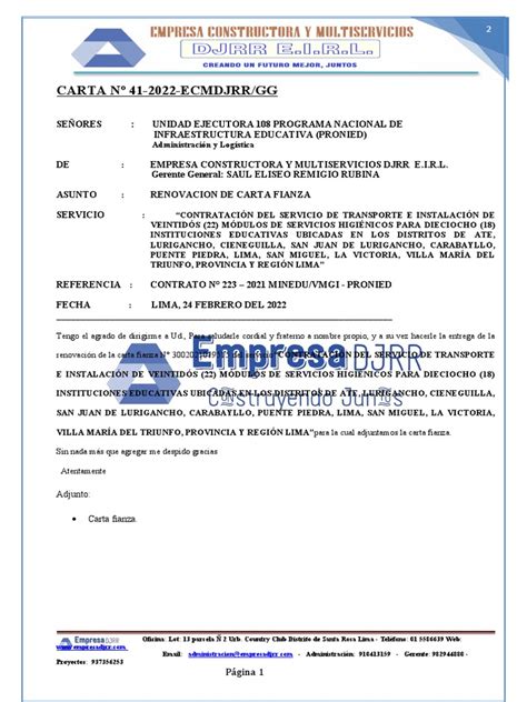Renovacion De Carta Fianza Avla Pdf