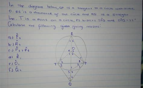 Solved: In the diagram below, is a tangent to a circle with centre 0 ...