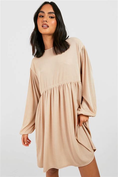 Rib Smock Mini Dress Boohoo Uk