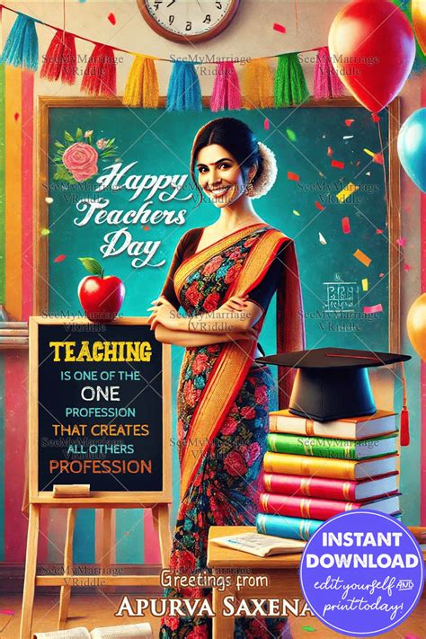 Inspirational Teachers Day Greeting Card With A Colorful Classroom