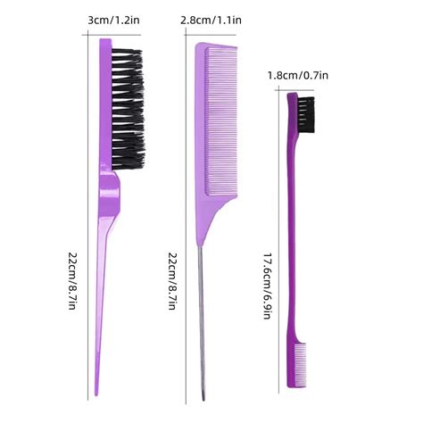 3 Pcs Slick Back Hair Brush Set Edge Control Brush Teasing Comb For