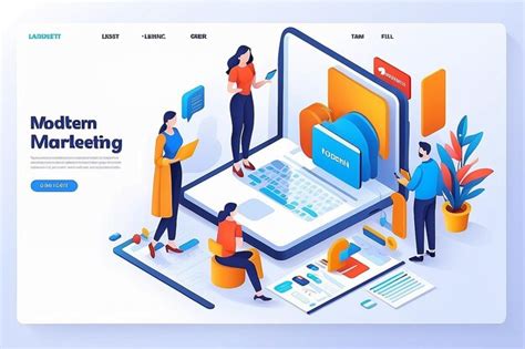Premium Photo Digital Marketing Modern Flat Design Isometric Concept