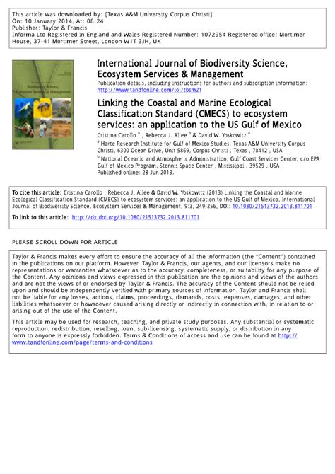 Pdf Linking The Coastal And Marine Ecological Classification Standard