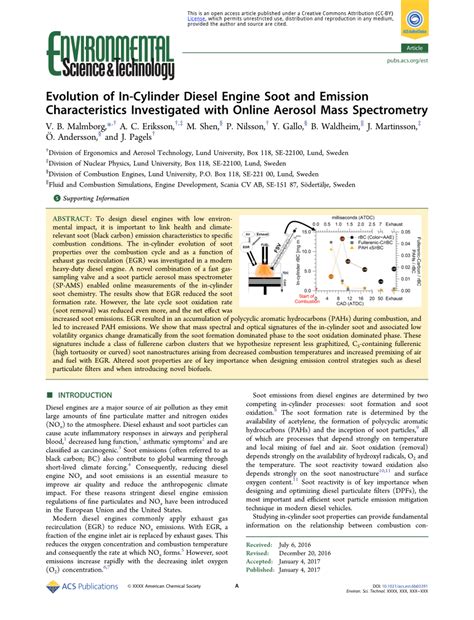 Pdf Evolution Of In Cylinder Diesel Engine Soot And Emission