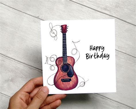 Guitar Card Guitar Birthday Card Guitar Rock Card Rock - Etsy