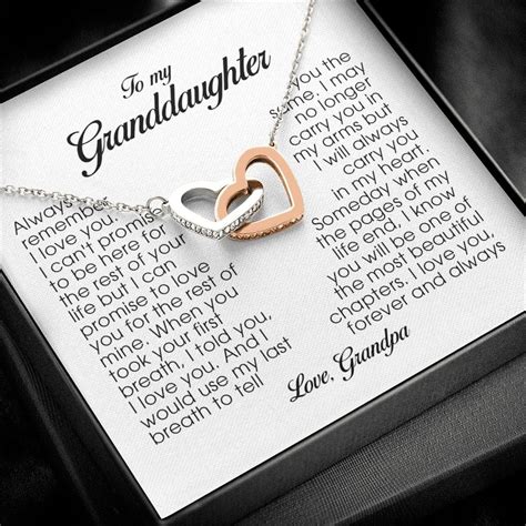 To My Granddaughter Interlocking Heart Necklace T From Grandpa