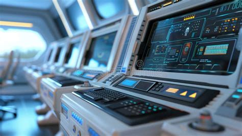 Futuristic Control Room Features Advanced Monitoring Stations With