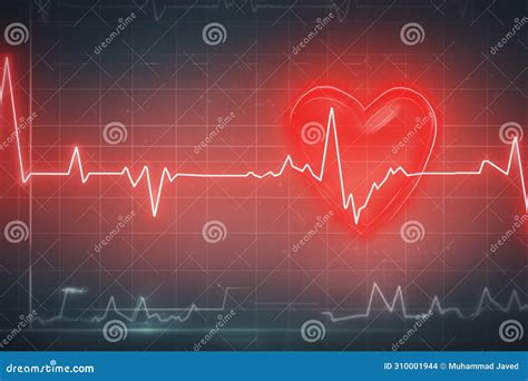 Medical Visualization Ekg Or Ecg Graph With A Red Heart Stock Illustration Illustration Of