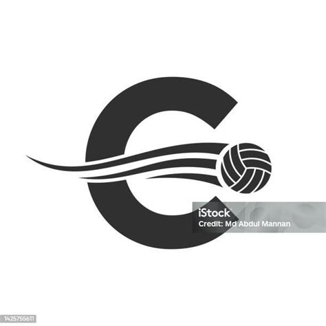 편지 C 배구 로고 디자인 배구 클럽 기호 벡터 템플릿 배구 사인 템플릿 Championship에 대한 스톡 벡터 아트 및 기타