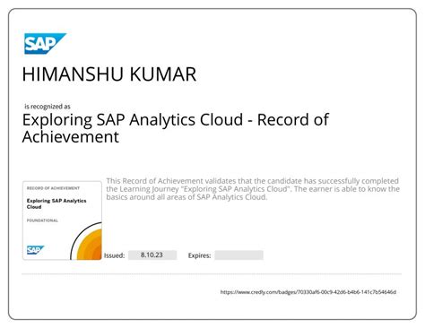 Himanshu Kumar On Linkedin Completed Basic Training Of Sap Analytics
