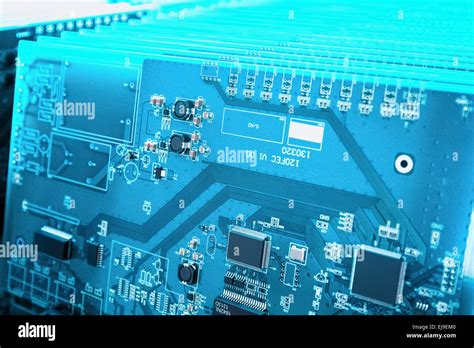 Blue Circuit Board Closeup Stock Photo Alamy