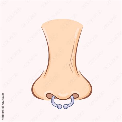 Silver Nose Piercing Vector Illustration With Cartoon Style Icon Human