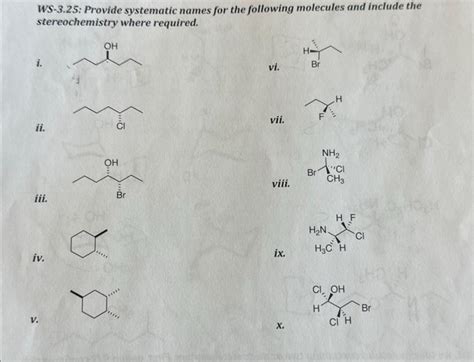 Solved WS 3 25 Provide Systematic Names For The Following Chegg