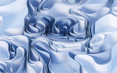 premium photo blue curved papers 3d rendering
