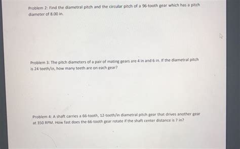 Solved Problem Find The Diametral Pitch And The Circular Chegg Com