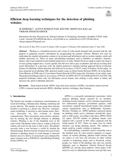 Efficient Deep Learning Techniques For The Detection Of Phishing Pdf