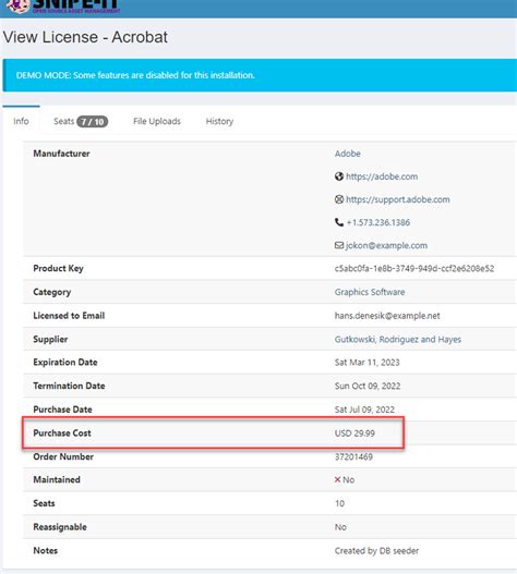 Feature Request Licenses Add Total Purchase Cost Per License