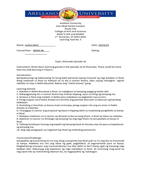 Learning Task No 5 Illustrado Episode 16 2 Pdf