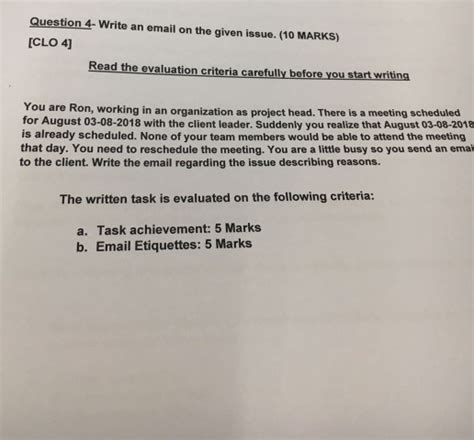 Solved Question 4 Write An Email On The Given Issue 10