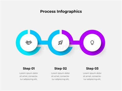 Colorful Three Step Process Infographic With Icons Depicting