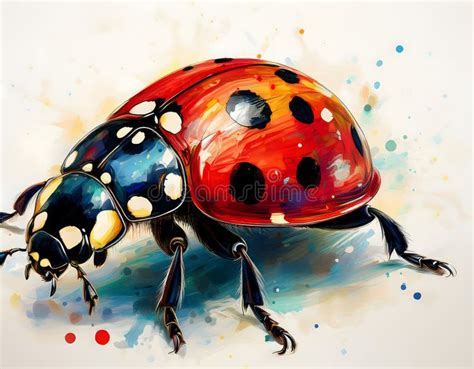 A Vibrant Stylized Ladybug Illustration With A Glossy Effect And