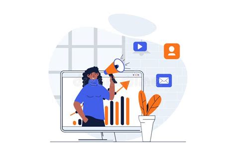 Digital Marketing Web Concept With Character Scene Woman With