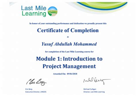 Certificate Yusuf Project Management Module 1 Introduction To Project Management Pdf