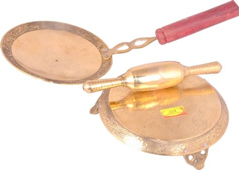 Shivshakti Arts Handmade Pure Brass Chakla Belan Round Polpat Roti