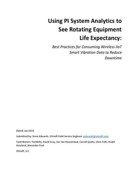 white paper using pi system analytics to see rotating equipment life
