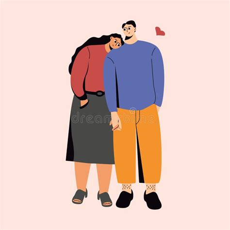 Happy Couple Cartoon Doodle Characters People In Love Pair Of Man