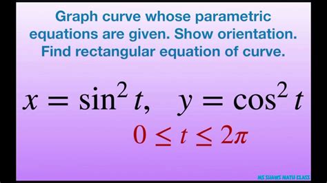 graph curve with parametric equations x sin 2 t y cos 2 t [0 2pi