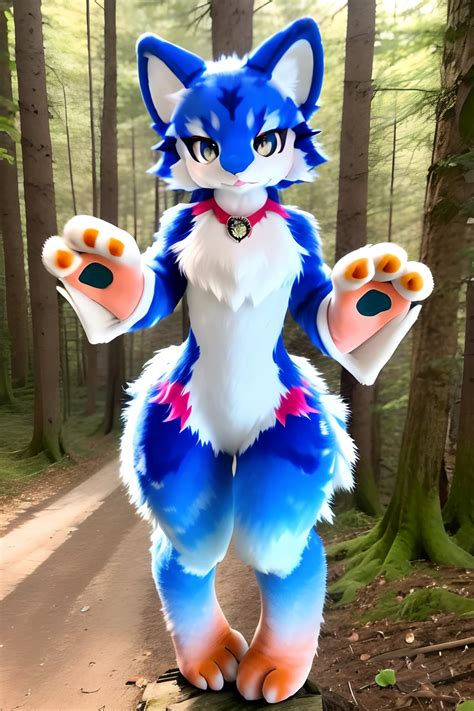 A Close Up Of A Person In A Furry Costume Standing In A Forest Seaart Ai