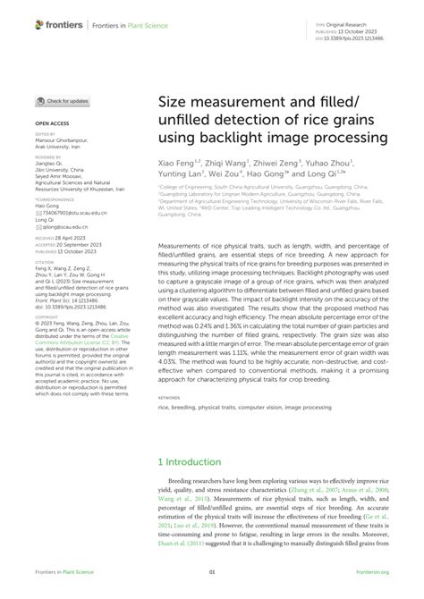 PDF Size Measurement And Filled Unfilled Detection Of Rice Grains Using Backlight Image Processing