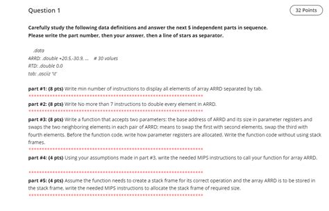 Solved Question Points Carefully Study The Following Chegg