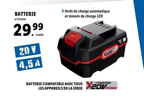 Offre Batterie X20v Team Parkside Chez Lidl