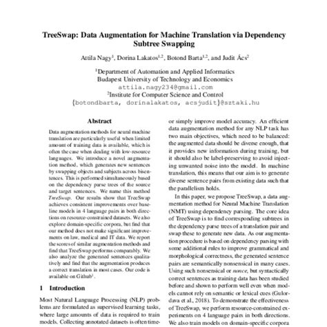 treeswap data augmentation for machine translation via dependency
