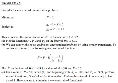 Solved Problem 5 Consider The Constrained Minimization