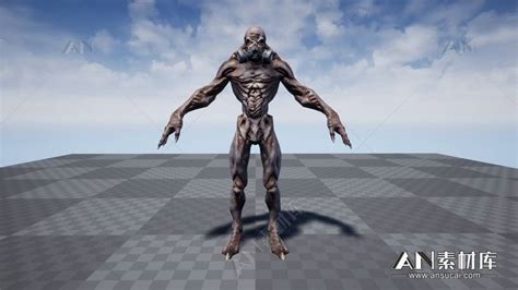 基因突变面罩僵尸丧尸怪物游戏角色含动画虚幻4ue4mutantmask An素材库