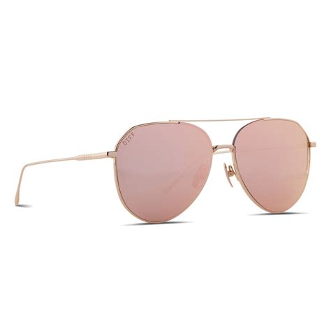 Dash Aviator Sunglasses Gold And Peach Mirror Diff Eyewear