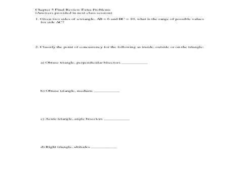 Points Of Concurrency For Triangles Worksheet For 10th Grade Lesson