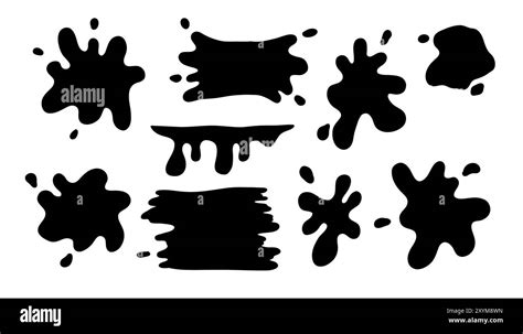 Hand Drawn Paint Splatter And Blob Splash With Different Shapes Blob