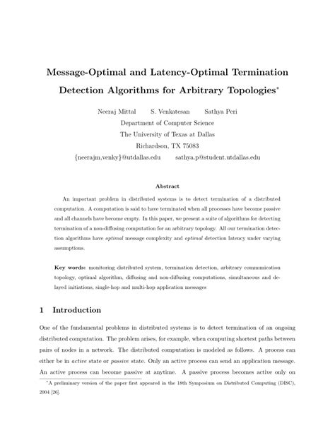 Pdf Message Optimal And Latency Optimal Termination Detection