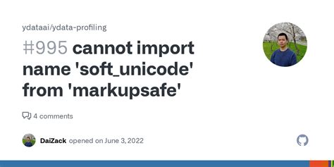 Cannot Import Name Soft Unicode From Markupsafe Issue Ydataai Ydata Profiling Github