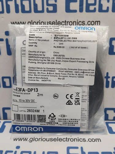 E3fa Dp13 2m Photoelectric Sensor At Best Price In Mumbai