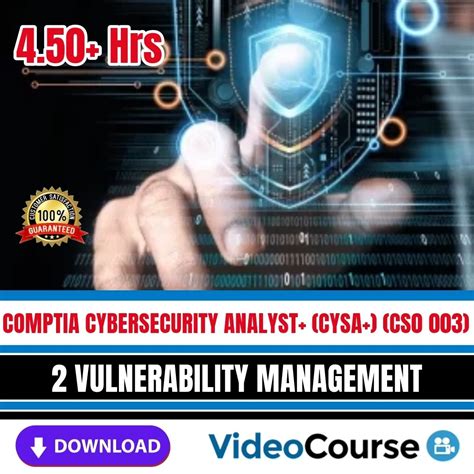 Comptia Cybersecurity Analyst Cysa Cs0003 2 Vulnerability Management Expert Training