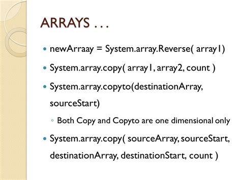 Arrays VB NET Declaring Arrays Dim Salary 15 As Integer 16 Elements