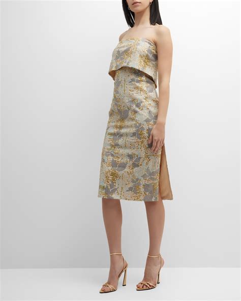 Donna Karan Womens Floral Sequin Embroidery Midi Dress In Neutral
